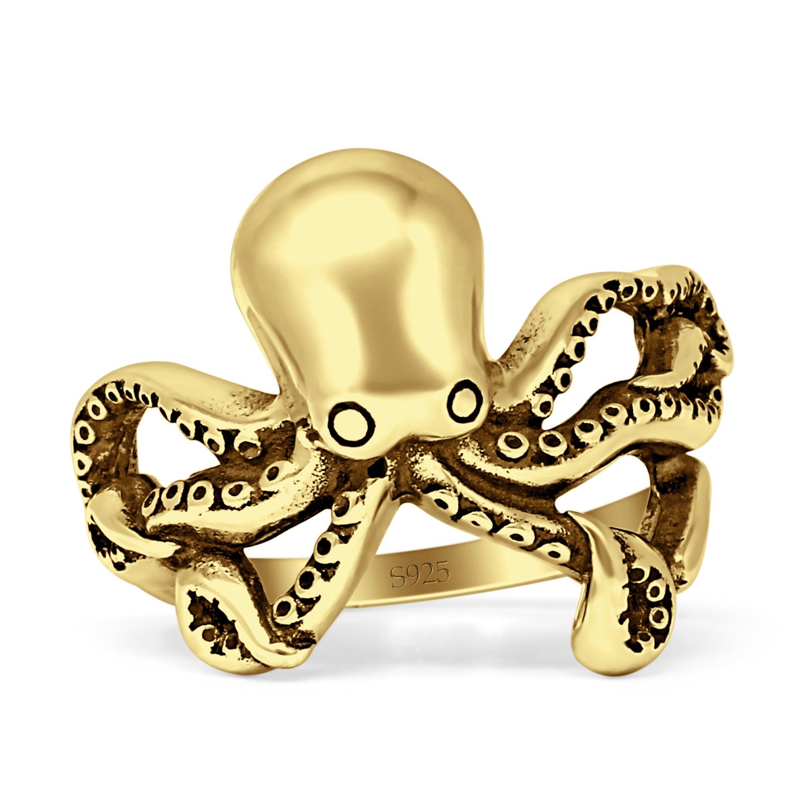 Vintage Style 17.3mm Oxidized Octopus Ring 925 Sterling Vintage Style 17.3mm Oxidized Octopus Ring 925 Sterling