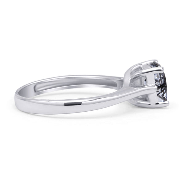 14K White Gold Princess Cut Solitaire Natural Rutilated Quartz Ring ...