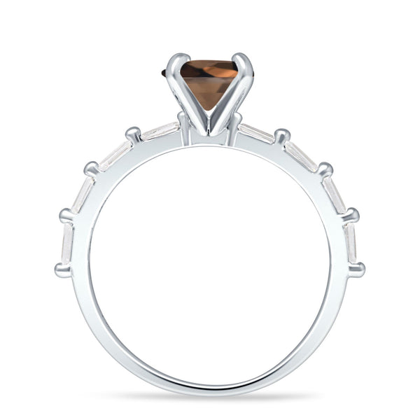 Art Deco Emerald Cut Natural Chocolate Smoky Quartz Solitaire Wedding ...