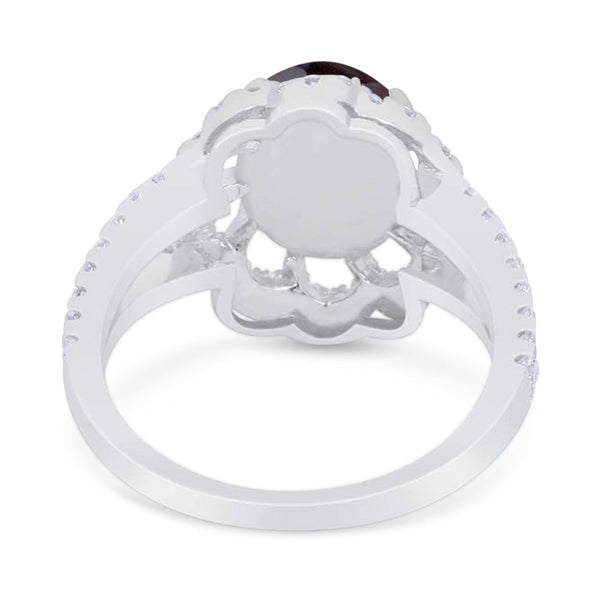 Vintage Style Oval Natural Chocolate Smoky Quartz Flower Ring 925 Ster ...