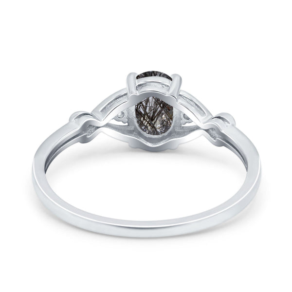Art Deco Oval Natural Rutilated Quartz Split Shank Twisted Ring 925 St ...