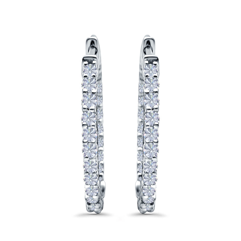 CZ Hoop Earrings 925 Sterling Silver - Blue Apple Jewelry Co