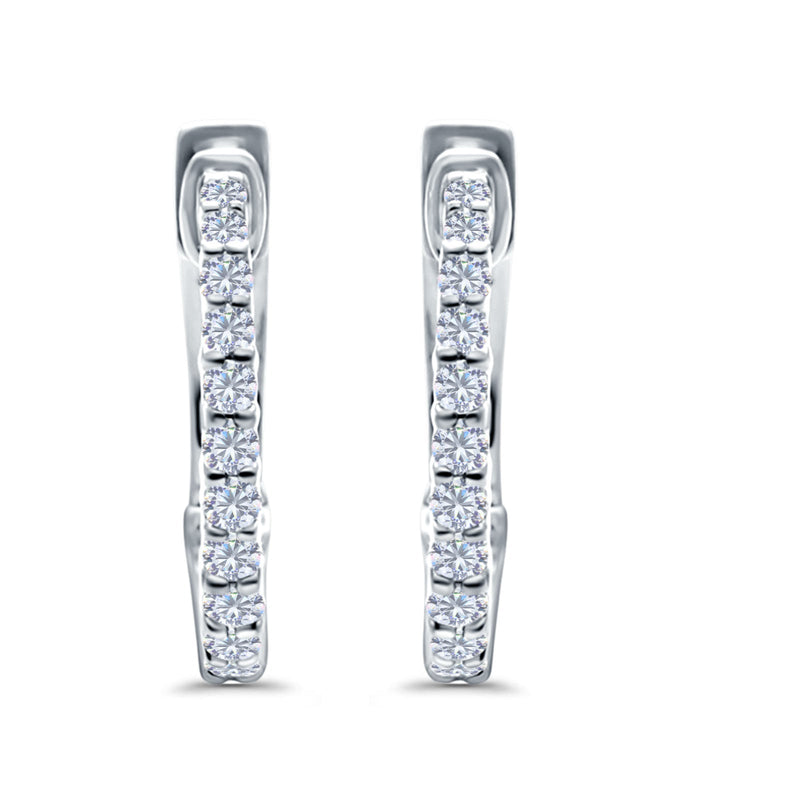CZ Hoop Earrings 925 Sterling Silver - Blue Apple Jewelry Co