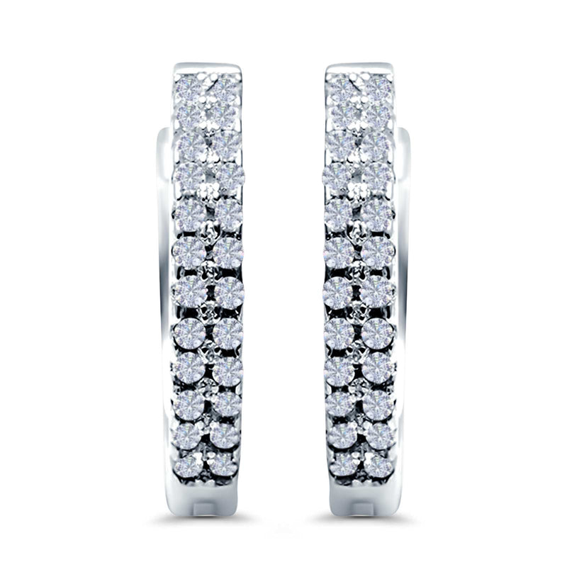 CZ Hoop Earrings 925 Sterling Silver - Blue Apple Jewelry Co