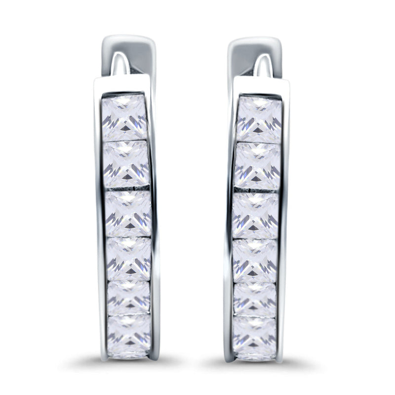 CZ Hoop Earrings 925 Sterling Silver - Blue Apple Jewelry Co
