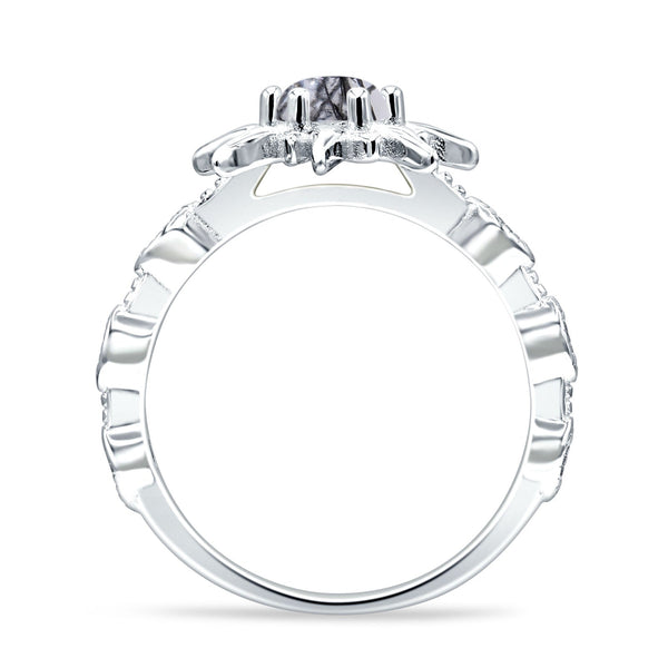 Sun Ring Round Natural Rutilated Quartz 925 Sterling Silver – Blue ...