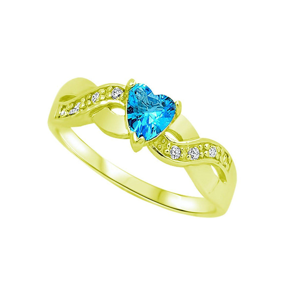 Heart Promise Ring Simulated Round Cubic Zirconia 925 Sterling Silver ...