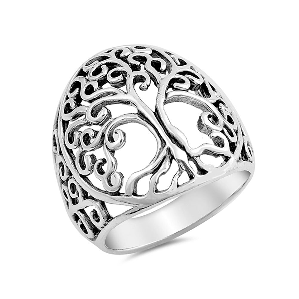 Swirl Filigree Design Tree of Life Band Ring 925 Sterling Silver – Blue ...
