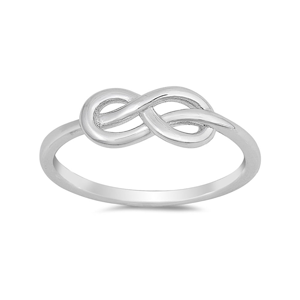 Twisted Tangled Knot Infinity Band Ring 925 Sterling Silver Simple Pla ...