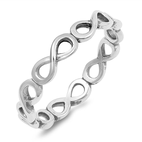 4mm Full Eternity Infinity Stackable Band Ring Wraparound Infinity 925 ...