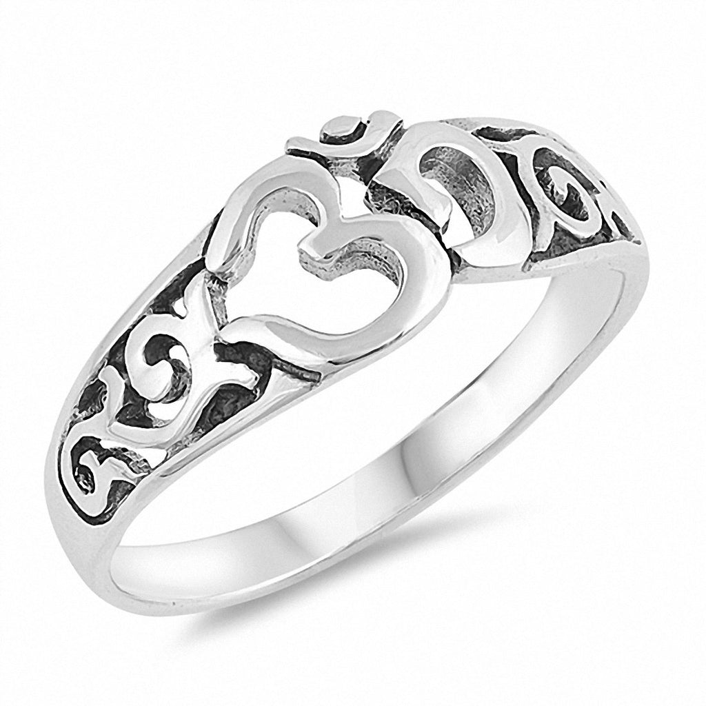 OM Sign Band Ring 925 Sterling Silver Choose Color – Blue Apple Jewelry