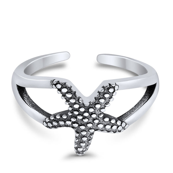 Foot Fingers Starfish Toe Rings Adjustable 925 Sterling Silver (9mm ...