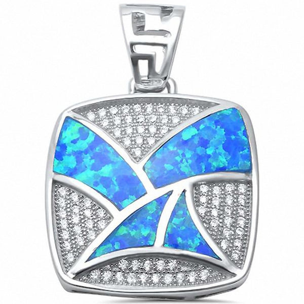 Square Created Opal Pendant 925 Sterling Silver Choose Color – Blue ...