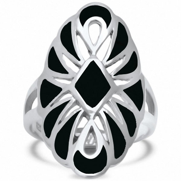 Filigree Design Ring 925 Sterling Silver Choose Color – Blue Apple Jewelry