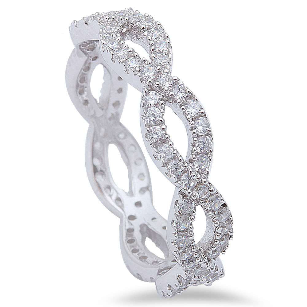 5mm Infinity Band Solid 925 Sterling Silver Full Eternity Diamond CZ C ...