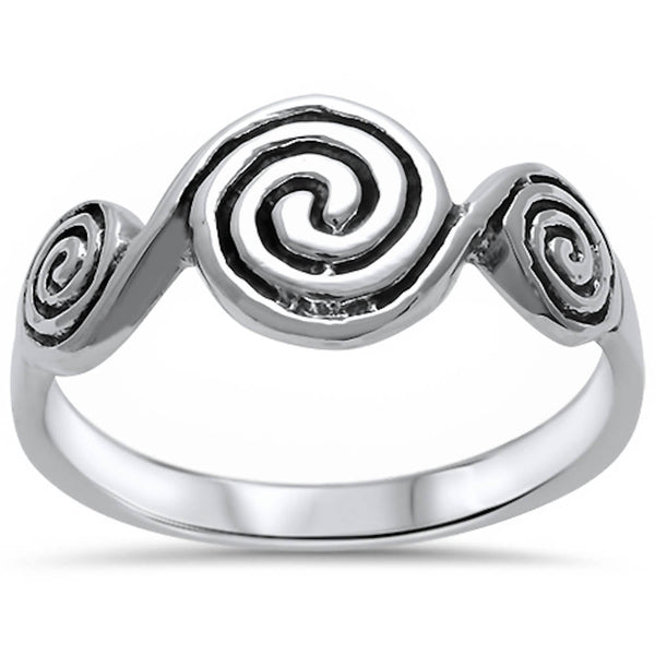 3 Spiral Ring Swirl Ring Solid 925 Sterling Silver Oxidized Swirl Ring ...